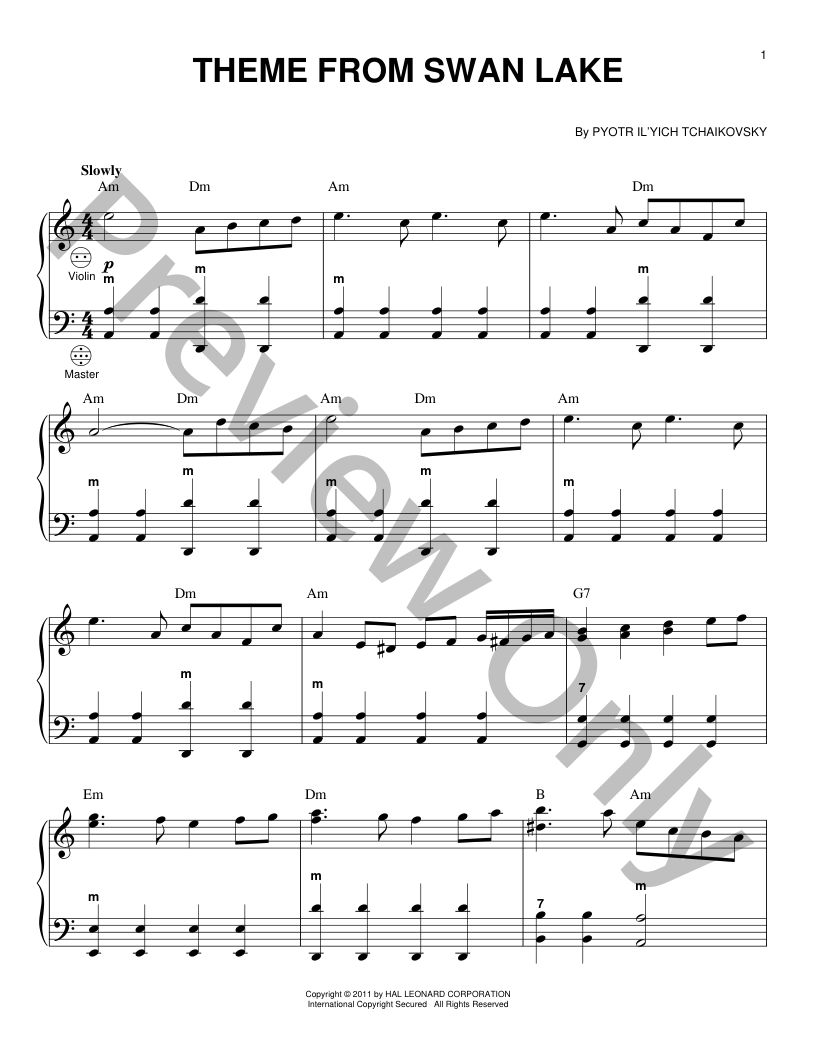 Swan Lake Theme, Op. 20 Sheet Music | J.W. Pepper