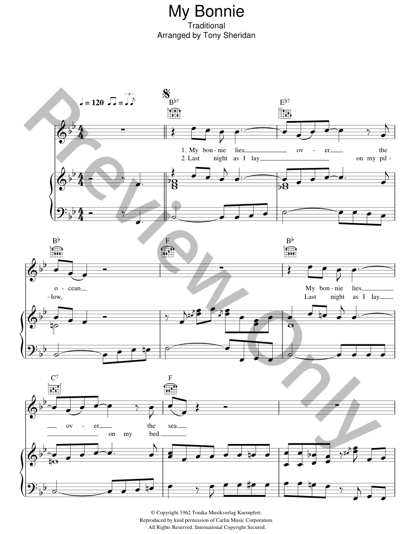 My Bonnie P/V/G Sheet Music | J.W. Pepper