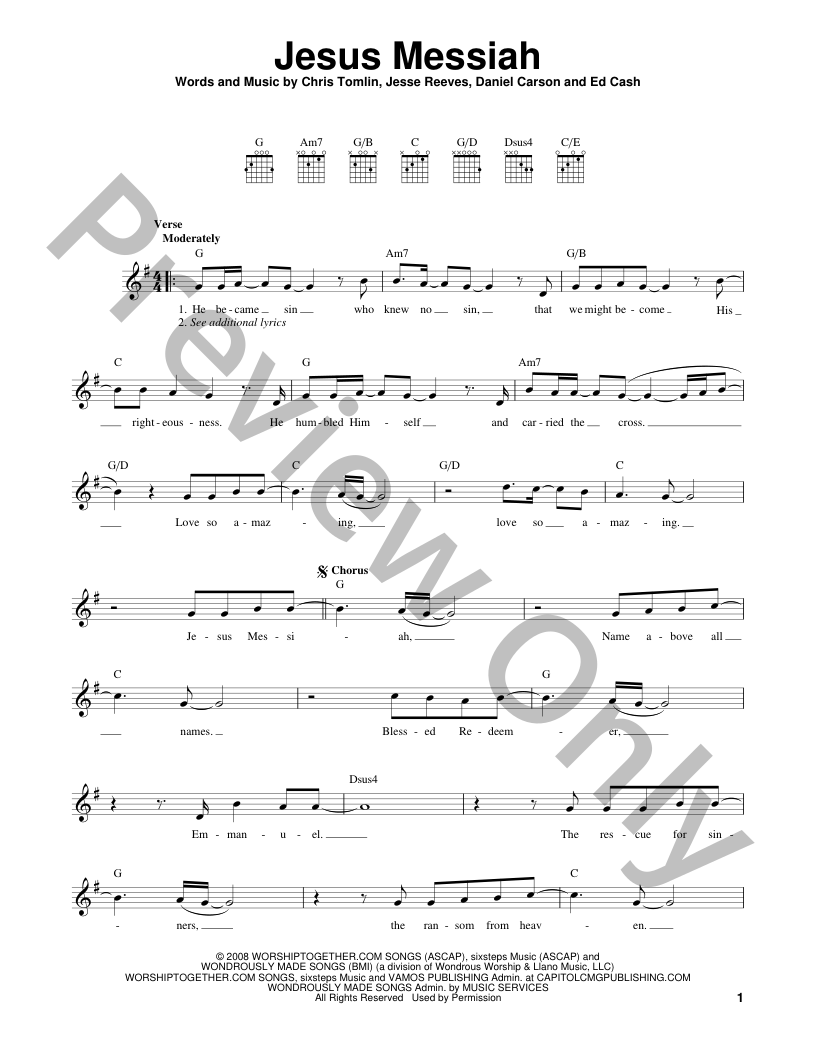 Jesus Messiah Guitar/Fretted Sheet Music | J.W. Pepper