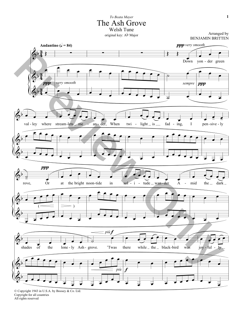 The Ash Grove P/V/G Sheet Music | J.W. Pepper