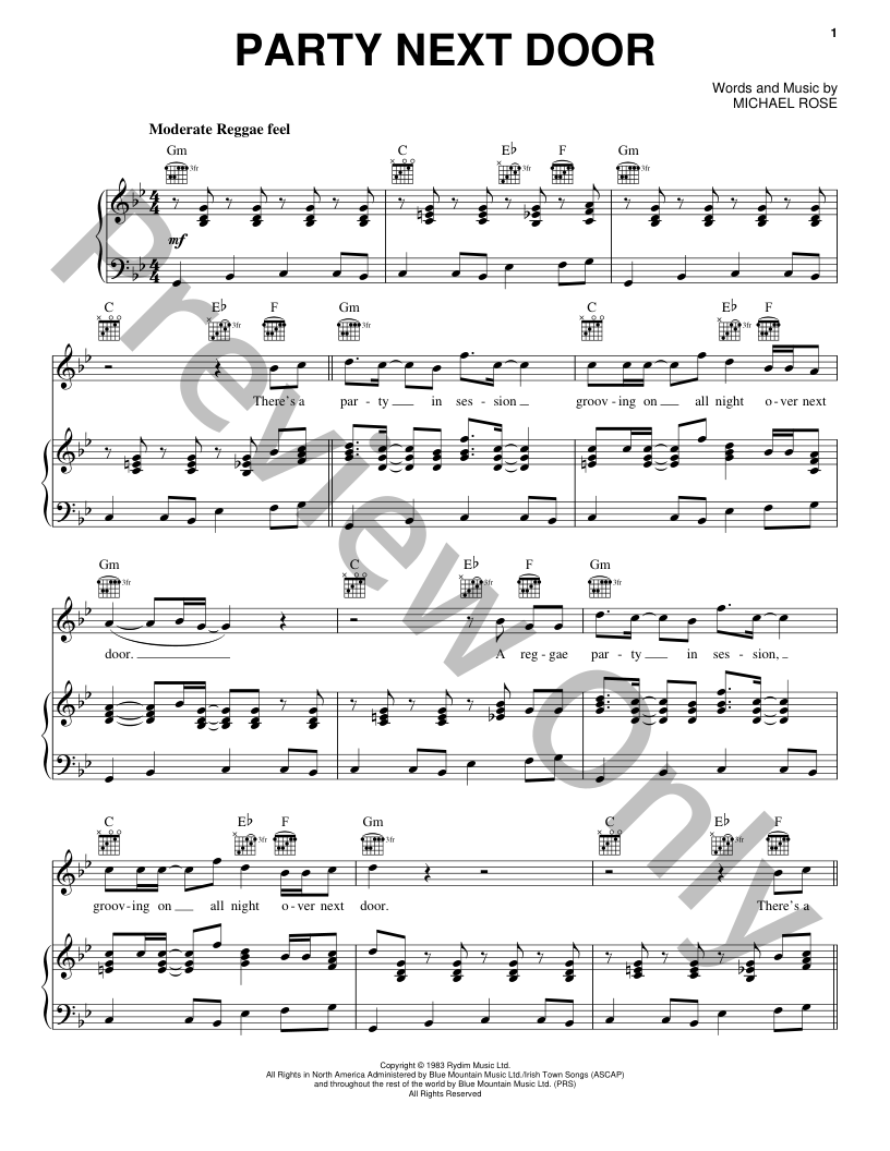 Party Next Door P/V/G Sheet Music | J.W. Pepper