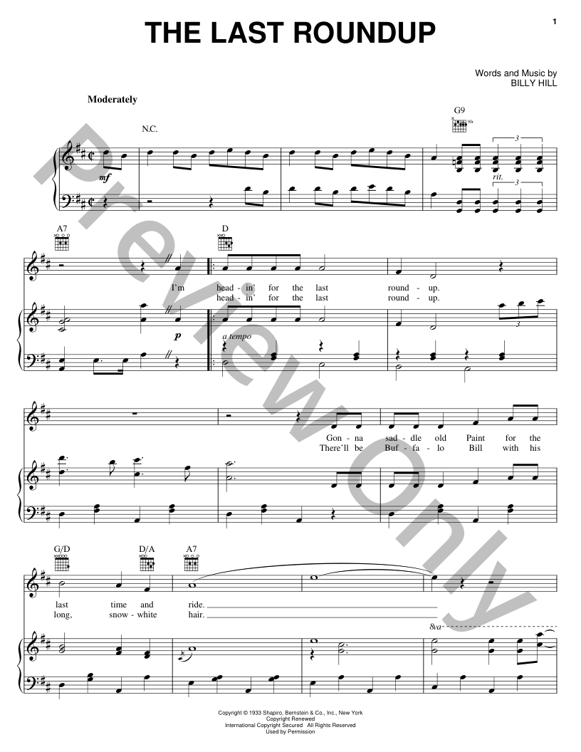 The Last Roundup P/V/G Sheet Music | J.W. Pepper