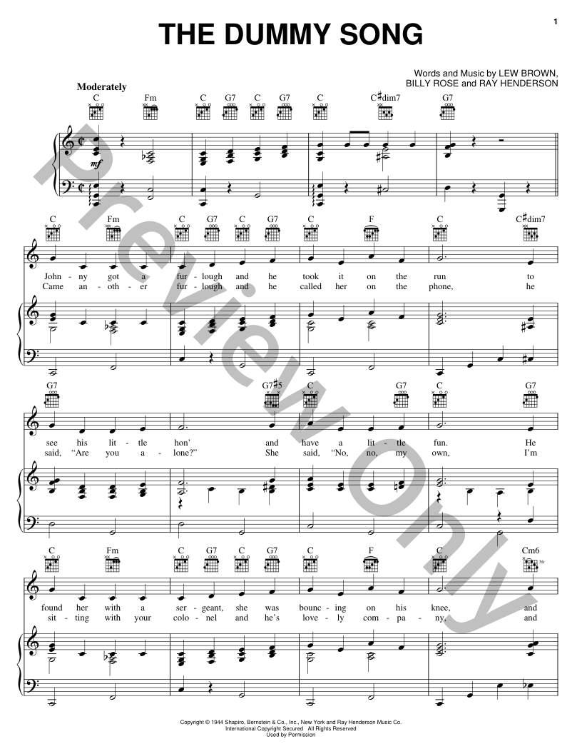 The Dummy Song P/V/G Sheet Music | J.W. Pepper