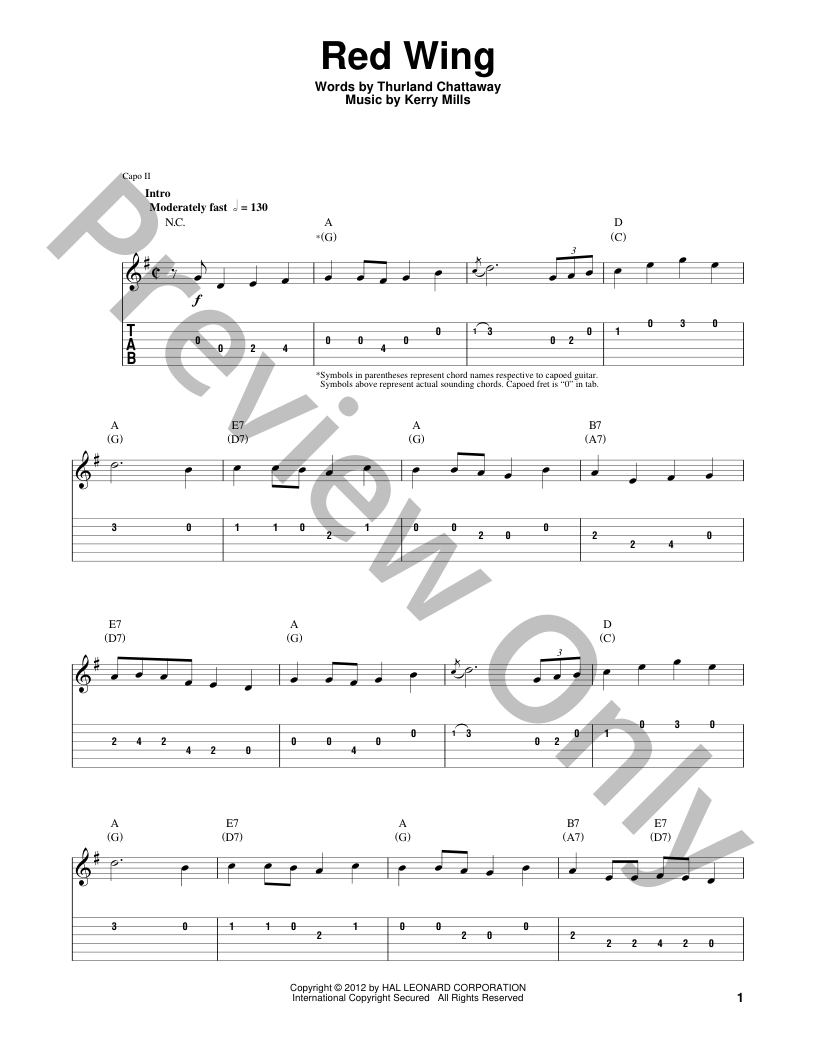 Red Wing Guitar/Fretted Sheet Music | J.W. Pepper