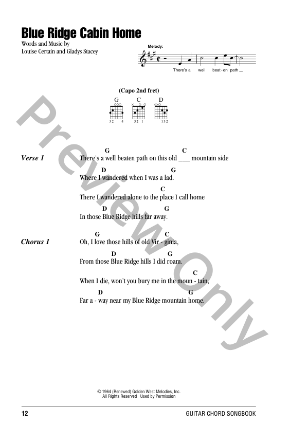 Blue Ridge Cabin Home Guitar/Fretted Sheet Music | J.W. Pepper