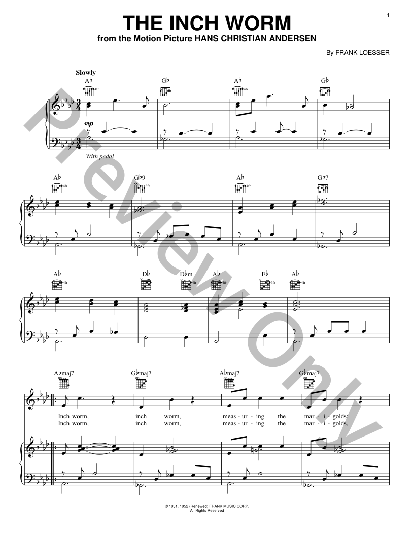 The Inch Worm P/V/G Sheet Music | J.W. Pepper