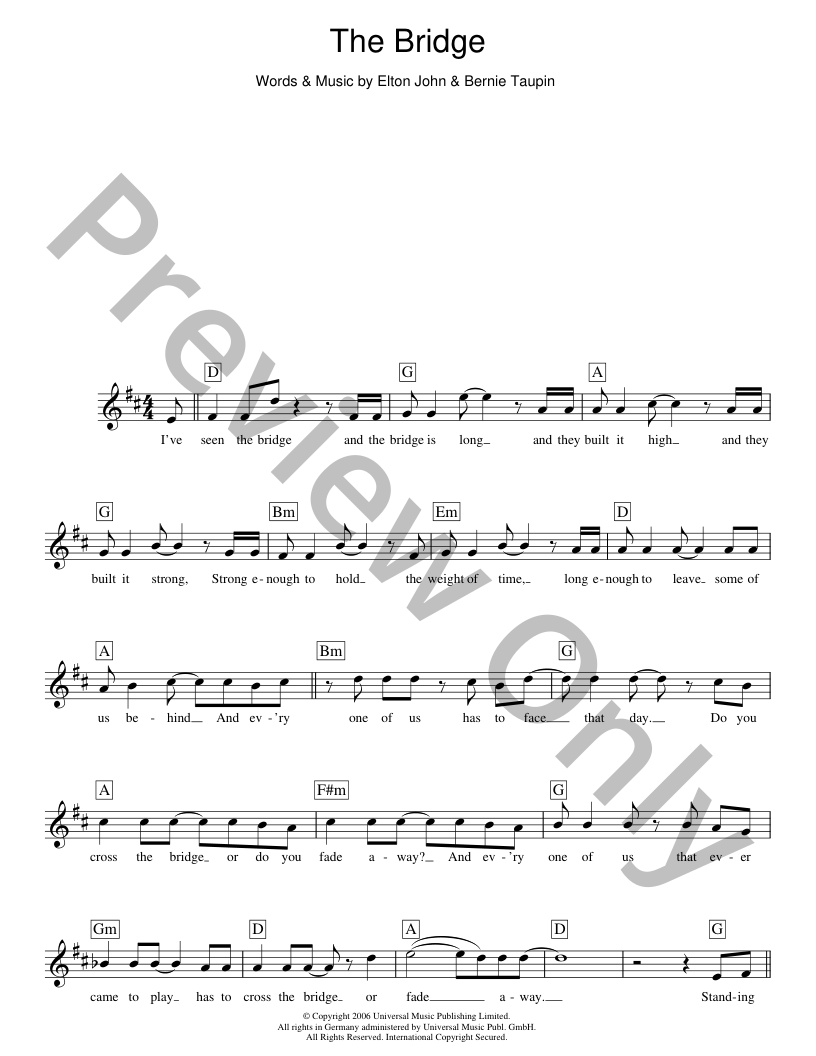 The Bridge P/V/G Sheet Music | J.W. Pepper