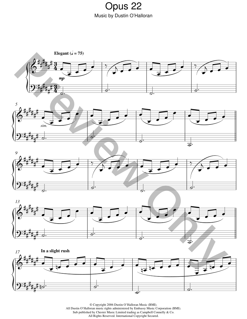 Opus 22 Piano Sheet Music | J.W. Pepper