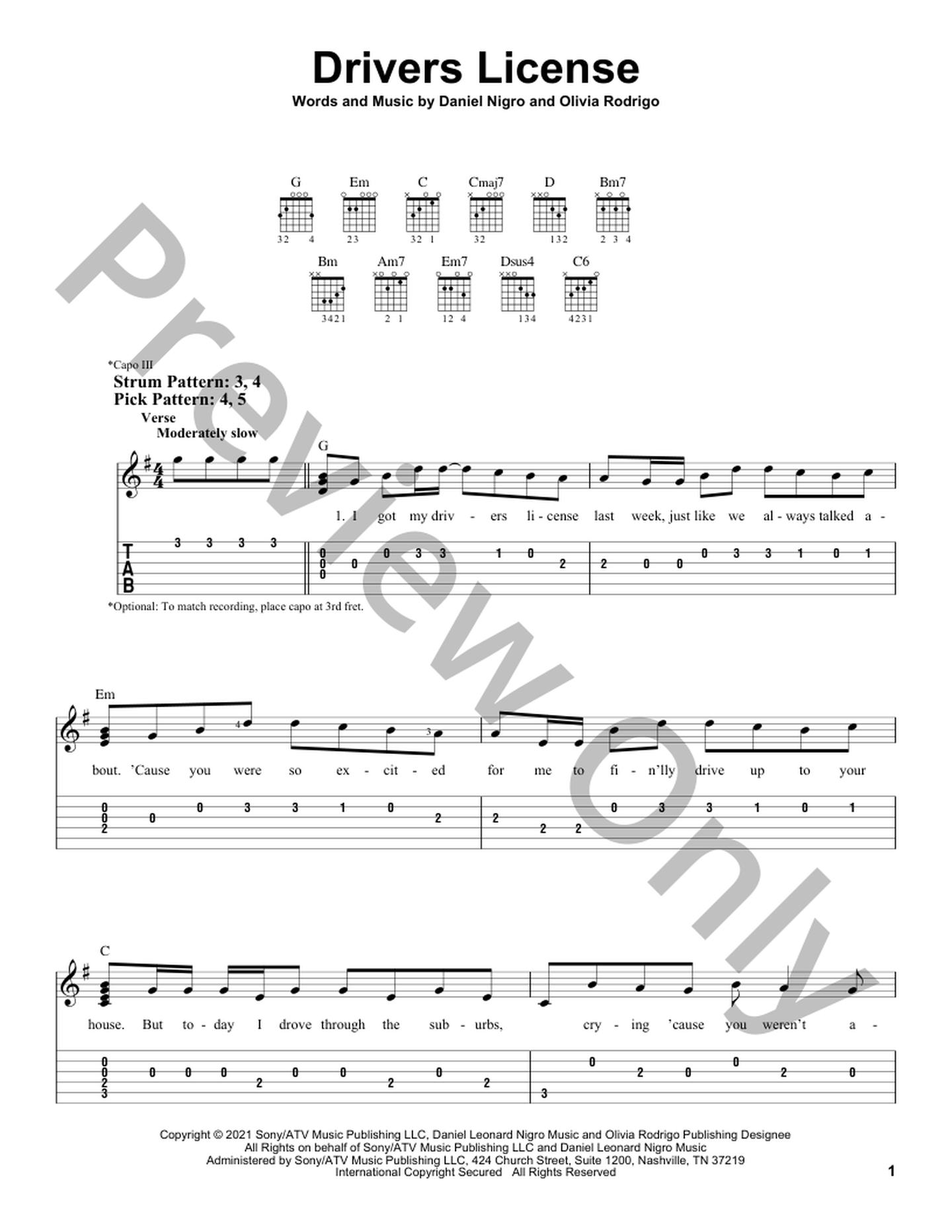Drivers License Guitar Solo EPRINT | J.W. Pepper