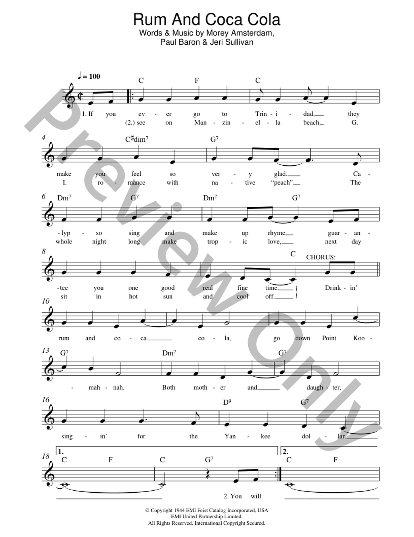 Rum and Coca Cola | J.W. Pepper